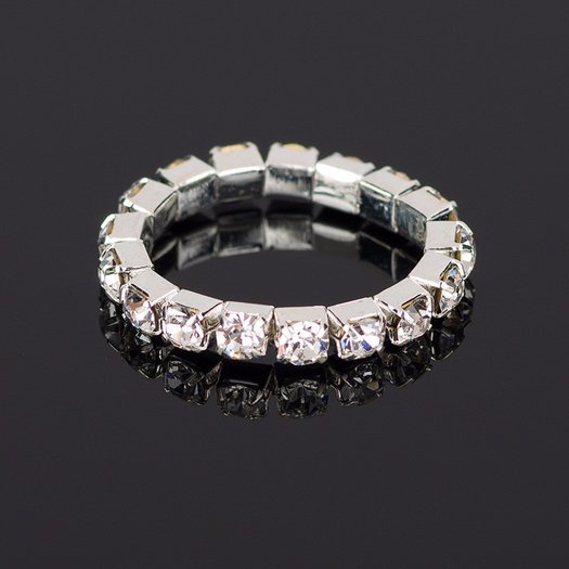 Elastische strass ring - zilver - Bijoux for me